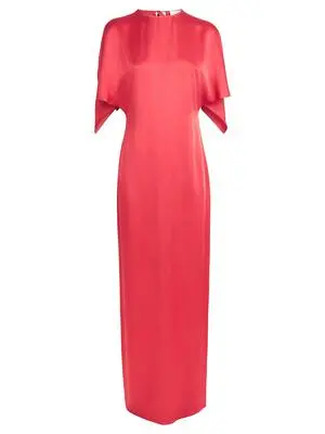 Stella McCartney Satin Maxi Dress With Draping Sleeves - Red