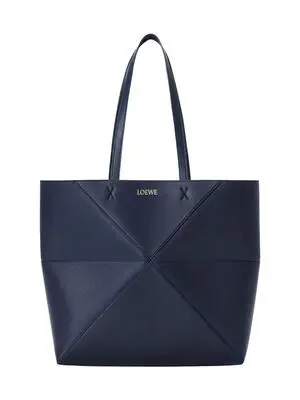 Loewe Loewe Medium Leather Puzzle Fold Tote Bag Navy