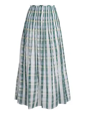 Lafayette 148 New York Cotton-silk Pintuck Maxi Skirt - Green