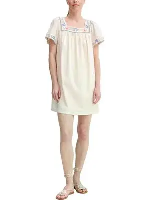 LEVI'S Square Neck Mini Dress With Floral Embroidery - Neutrals