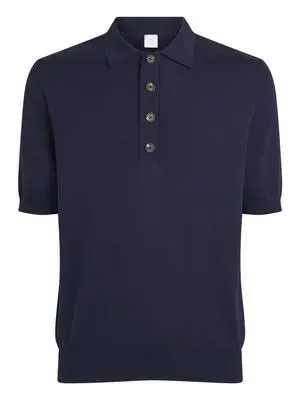 Eleventy Cotton-cashmere Polo Shirt - Blue