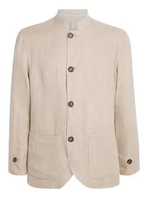 Eleventy Linen-silk Reversible Jacket - Ivory