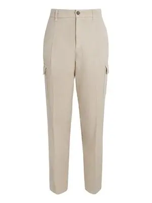 Eleventy Cotton-linen Blend Cargo Trousers - Beige