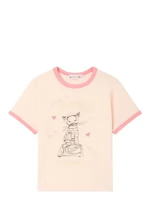 Bonpoint Cat Print T-shirt - Pink