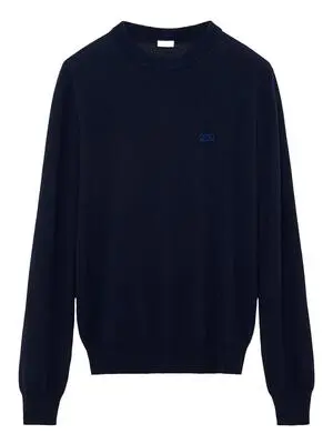 Loewe Stretch Wool Crewneck Sweater - Navy