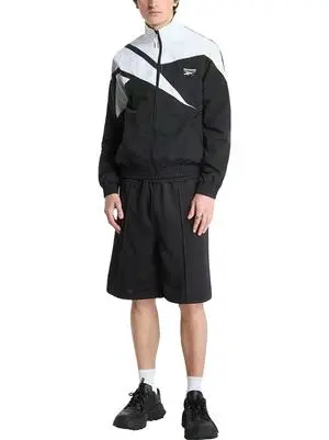 REEBOK Logo Embroidered Panelled Track Jacket - Black