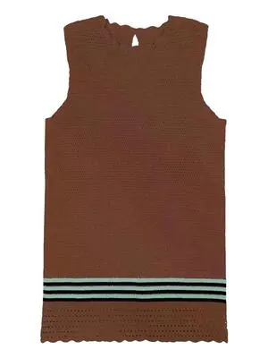 B.B. WALACE Sleeveless Crochet Knit Top With Stripe Detail - Brown