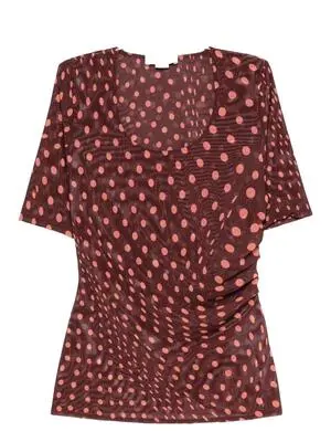 Stella McCartney Polka Dot Mesh Top - Red