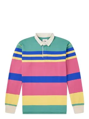 DRAKE'S Striped Cotton-jersey Polo Shirt - Multi