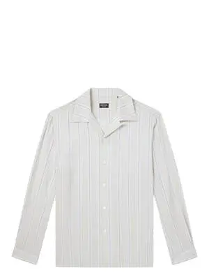 Zegna Striped Camp-collar Silk Shirt - Neutrals