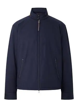 Polo Ralph Lauren Leather And Suede Trimmed Gabardine Jacket - Blue