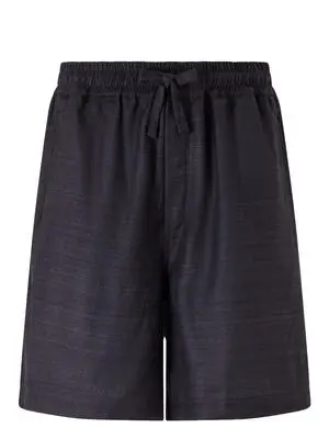 SAMAN AMEL Straight-leg Silk Shorts - Black