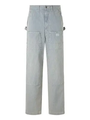 Kapital Straight-leg Striped Cotton-canvas Trousers - Blue