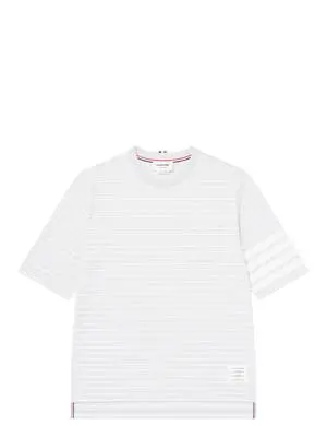 Thom Browne Striped Cotton Jersey T-shirt - Gray