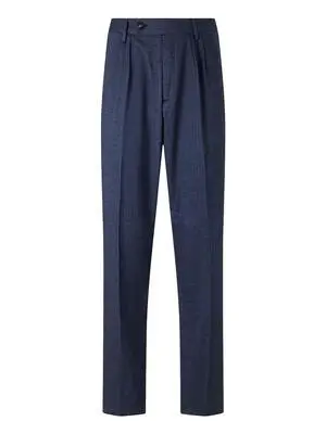 Massimo Alba Stan Straight-leg Pleated Cotton Trousers - Blue