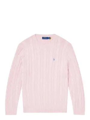Polo Ralph Lauren Embroidered Cable-knit Cotton Sweater - Pink
