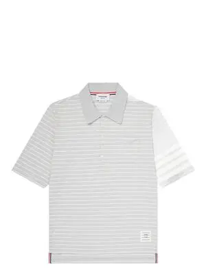 Thom Browne Striped Cotton-jersey Polo Shirt - Gray