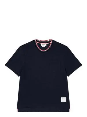 THOM BROWNE Thom Browne - Pointelle-Knit Cotton And Linen-Blend T-Shirt - Men - Blue - 1