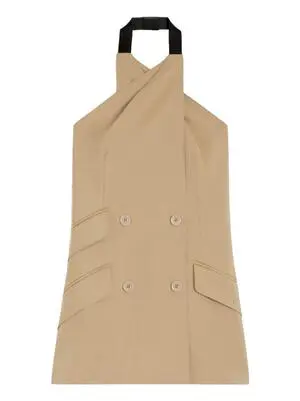 Max Mara Sleeveless Wool And Silk Poplin Jacket - Camel