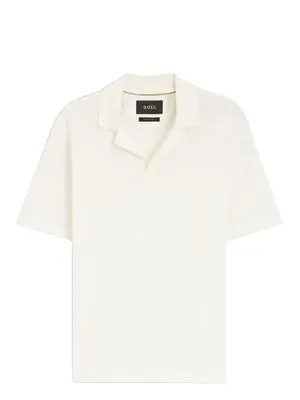 BOSS Polo Shirt In Italian-made Cotton And Linen - White