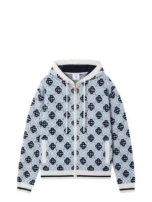 Casablanca Merino Monogram Zip-up Hooded Sweatshirt - Blue