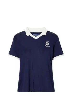 Polo Ralph Lauren Wimbledon Logo-embroidered Knit Polo Shirt - Blue