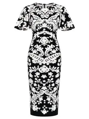 GIRL IN MIND Jocelyn Printed Midi Dress - Black