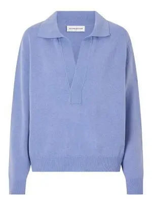 Victoria Beckham Genevieve Wool And Cashmere Polo Sweater - Blue
