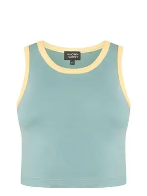 KNOWN SUPPLY Piped Razorback Cotton Tank - Blue