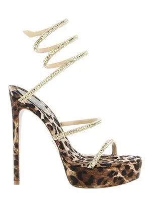 Rene Caovilla Cleo Leopard' Embellished Stiletto Sandals - Multicolor
