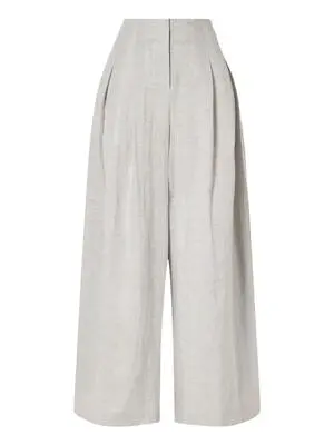 TWP Drew Pleated Wide-leg Hemp Pants - Gray