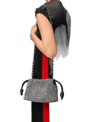 Loewe Mini Flamenco Purse In Beads And Nappa Lambskin - Black/silver