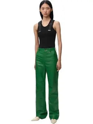 Loewe Ribbed Cotton Tank Top With Engraved Metal Ends - Black