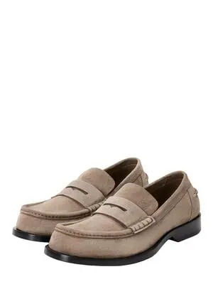 Loewe LOEWE Suede Calfskin Loafers Hazelnut