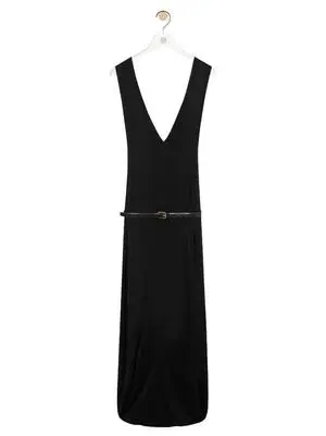 LOEWE Draped Viscose Jersey Halterneck Dress With Scarf Ties And Leather Belt