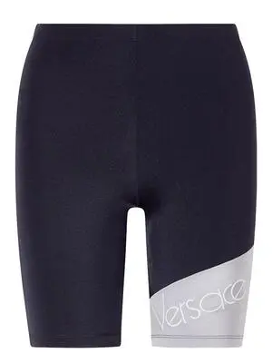 Versace Logo Embroidered Stretch Jersey Biker Shorts - Black