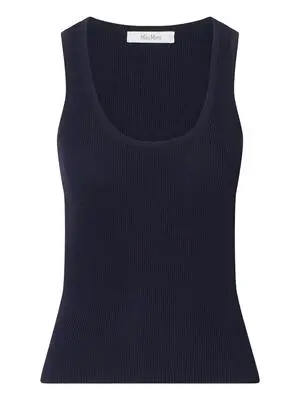 Max Mara Ribbed Scoop Neck Tank - Blue