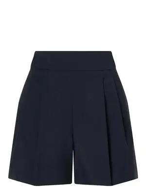 Max Mara Pleated Wool Shorts - Blue