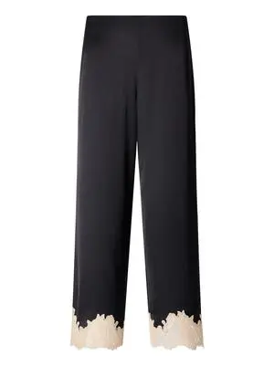 Rixo Marcela Lace-trimmed Satin Wide-leg Pants - Black