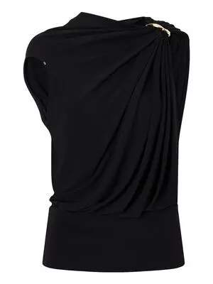 Sportmax Asymmetrical Draped One-shoulder Jersey Blouse - Black
