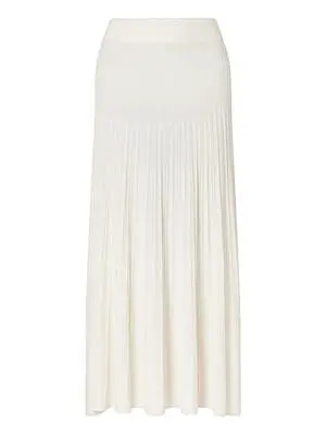 TWP Pleated Viscose-silk Blend Midi Skirt - Neutrals