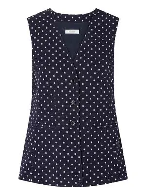 Max Mara Polka Dot Woven Waistcoat - Blue