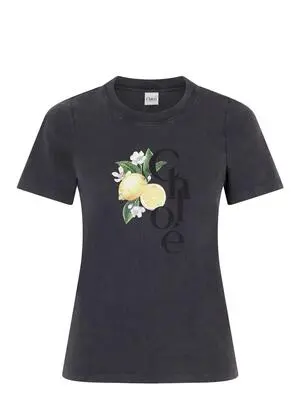 Chloé Chloé Printed Cotton-Jersey T-Shirt Black