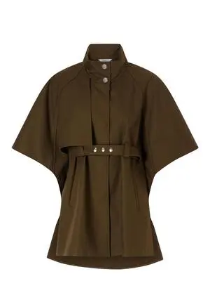 Max Mara Belted Cotton Gabardine Cape - Green