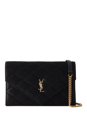 Saint Laurent Quilted Satin Shoulder Bag - Black
