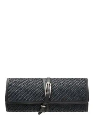 LIFFNER Belted Raffia Clutch - Black