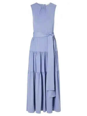 Altuzarra Liza Belted Tiered Jersey Maxi Dress - Blue