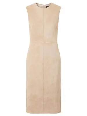Stouls STOULS Eva Paneled Suede Midi Dress Neutrals