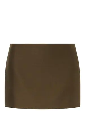Khaite Jett Wool And Silk-blend Cady Mini Skirt - Green