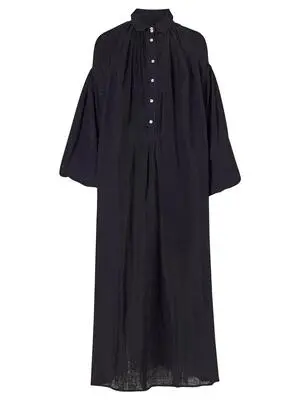 LES VACANCES D’IRINA Carmen Linen Maxi Dress - Blue